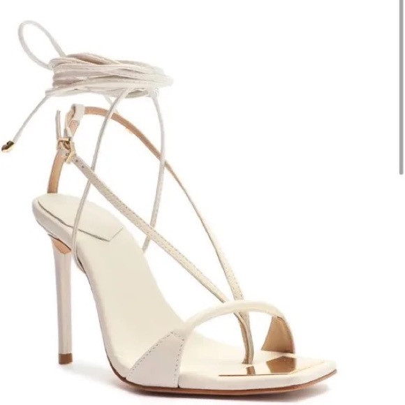 Shutz | Shoes | Shutz Vikki Leather High Heel Lace Up Sandal White Size ...